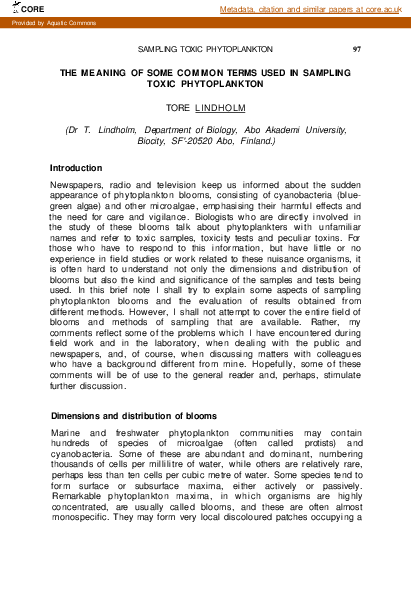 (PDF) The meaning of some common terms used in sampling toxic phytoplankton