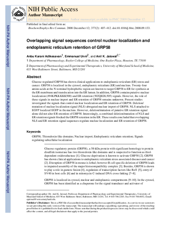 (PDF) RETRACTED: Overlapping signal sequences control nuclear ...