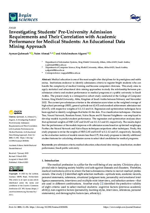 (PDF) Investigating Students’ Pre-University Admission Requirements and Their Correlation with ...