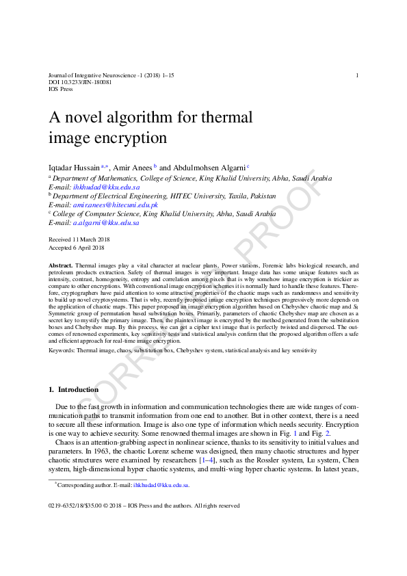 (PDF) A novel algorithm for thermal image encryption