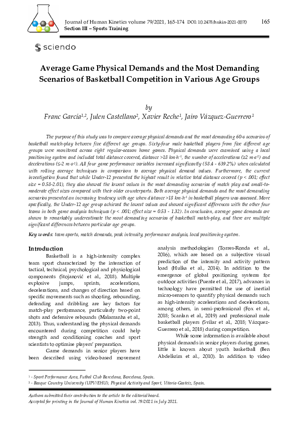 (PDF) Average Game Physical Demands and the Most Demanding Scenarios of ...