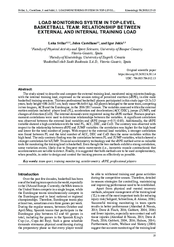 (PDF) Load monitoring system in top-level basketball team