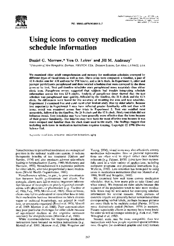 (PDF) Using icons to convey medication schedule information