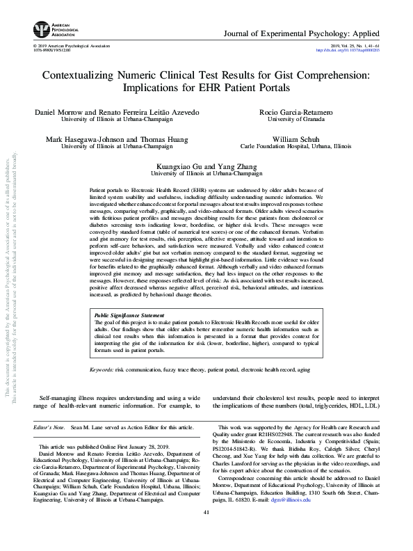 (PDF) Contextualizing numeric clinical test results for gist ...