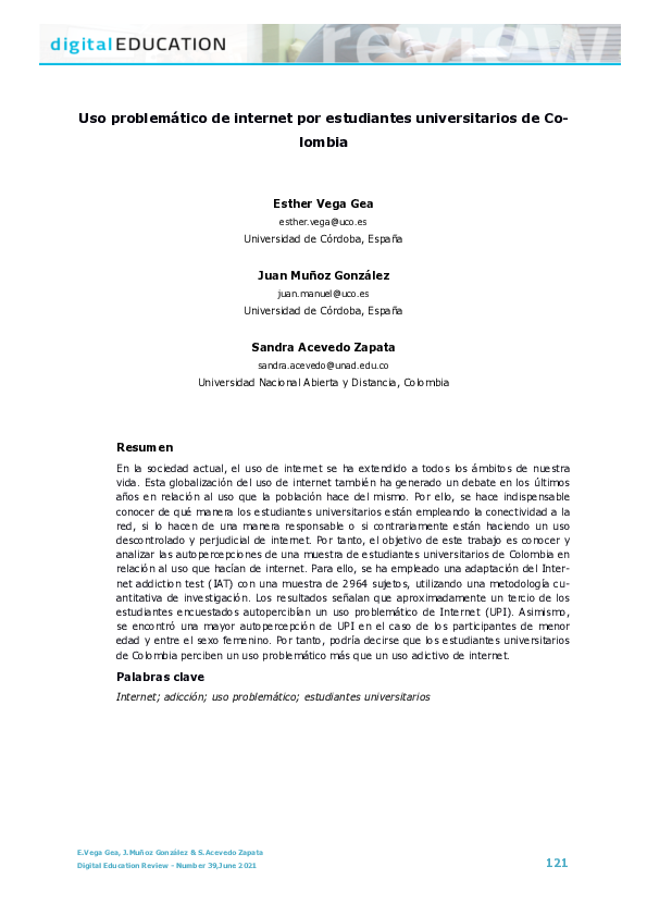 (PDF) Uso problemático de internet por estudiantes universitarios de ...