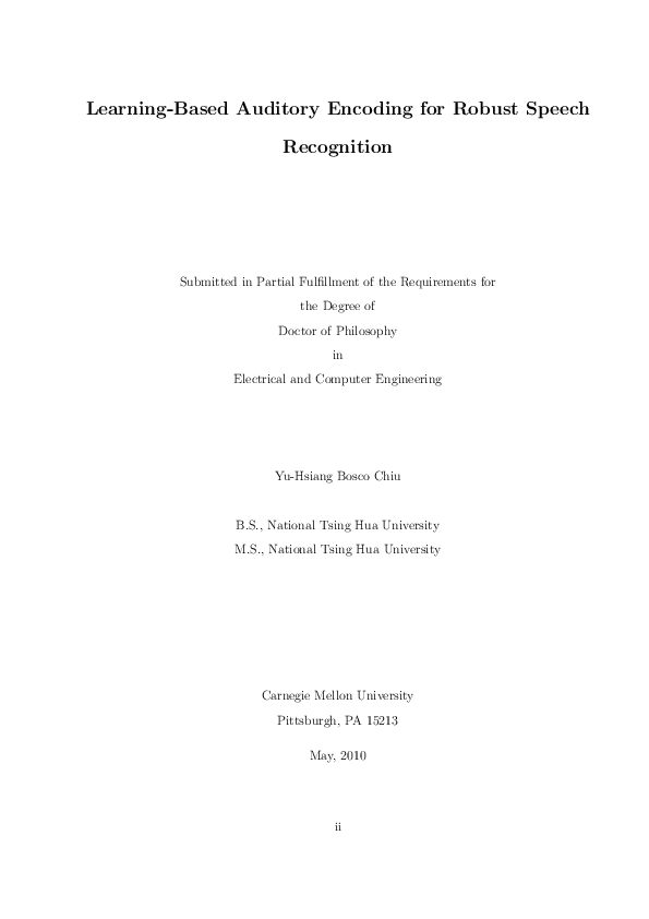 (PDF) Learning-Based Auditory Encoding for Robust Speech Recognition