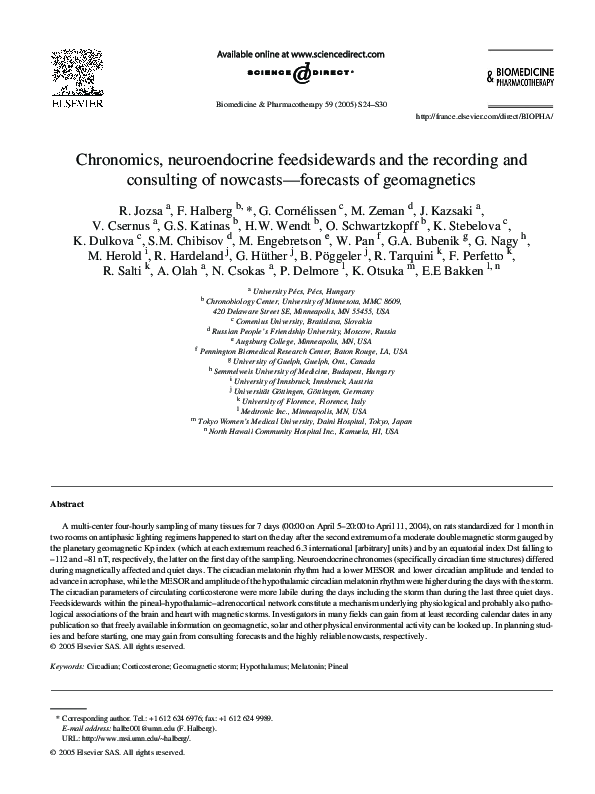 (PDF) Chronomics, neuroendocrine feedsidewards and the recording and ...