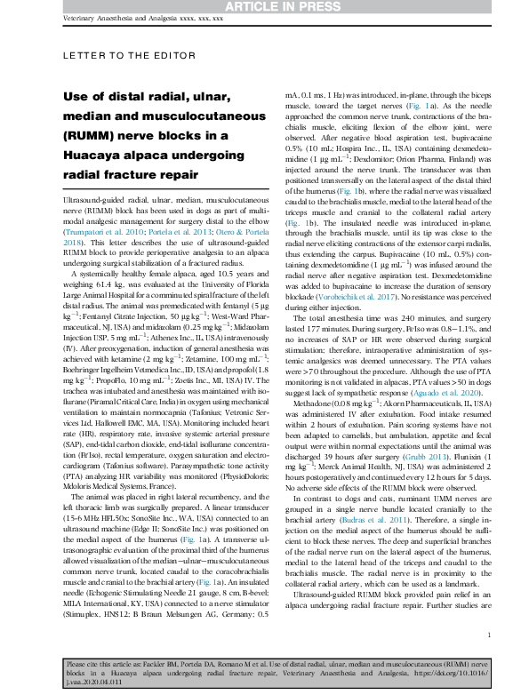 (PDF) Use of distal radial, ulnar, median and musculocutaneous (RUMM ...