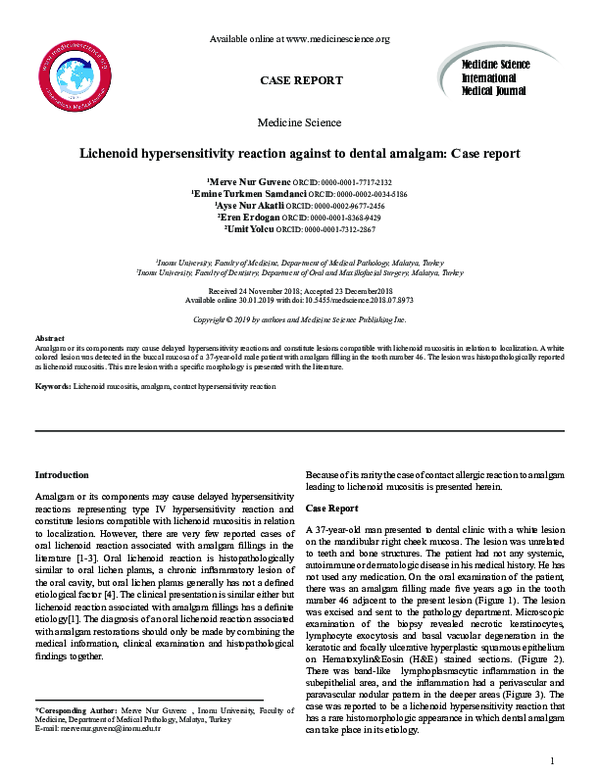 (PDF) Lichenoid hypersensitivity reaction against to dental amalgam ...