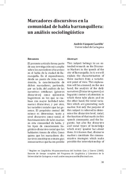 (PDF) Marcadores discursivos en la comunidad de habla barranquillera ...
