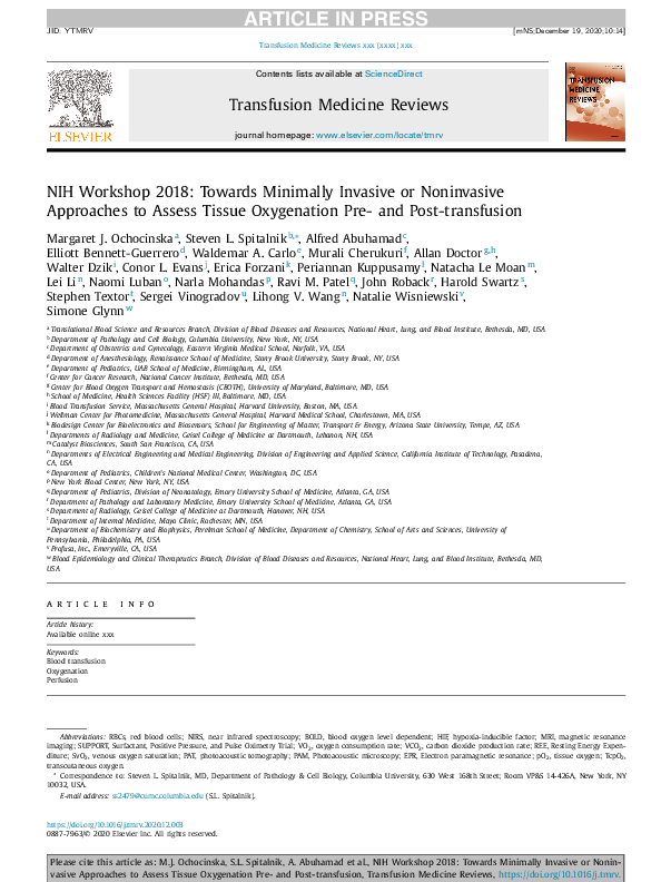 (PDF) NIH Workshop 2018: Towards Minimally Invasive or Noninvasive Approaches to Assess Tissue ...