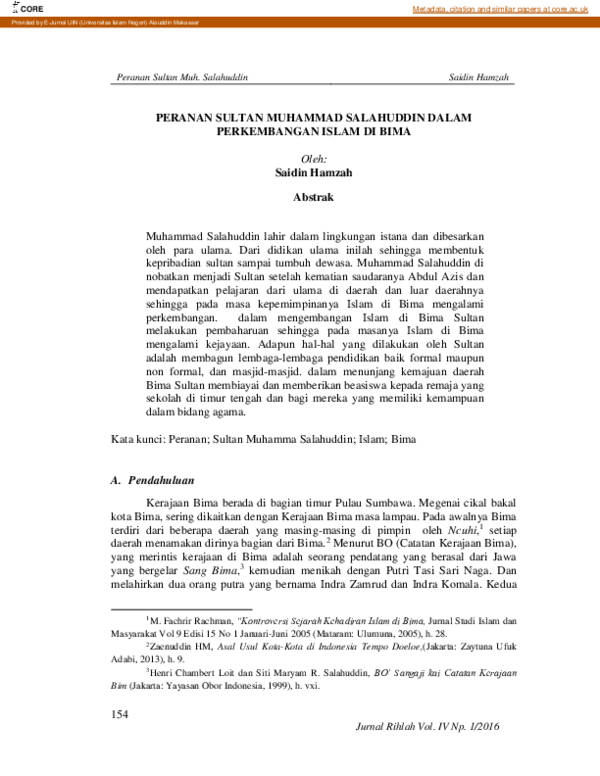 (PDF) Peranan Sultan Muhammad Salahuddin dalam Perkembangan Islam di ...