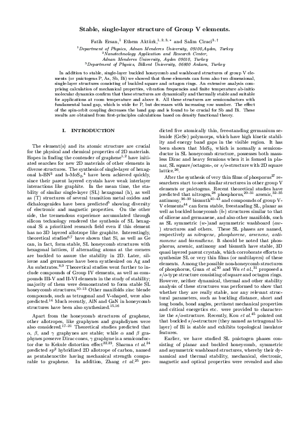 (PDF) Stable single-layer structure of group-V elements