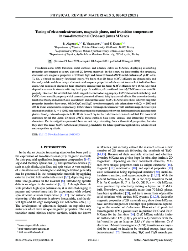 (PDF) Tuning of electronic structure, magnetic phase, and transition temperature in two ...