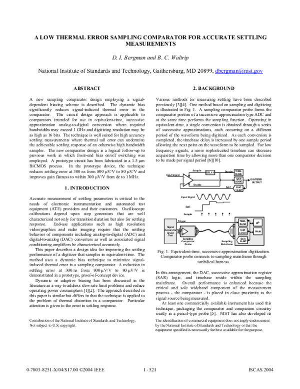 (PDF) Low thermal error sampling comparator for accurate settling measurements