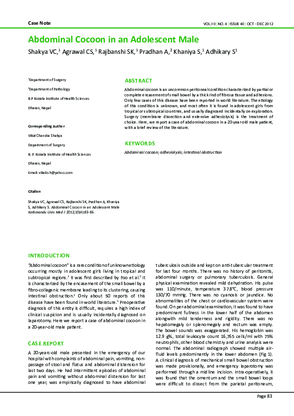 (PDF) Abdominal Cocoon in an Adolescent Male