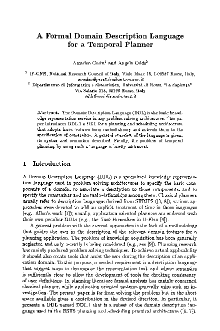 (PDF) A formal domain description language for a temporal planner