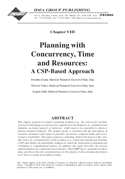 (PDF) Planning with Concurrency, Time and Resources