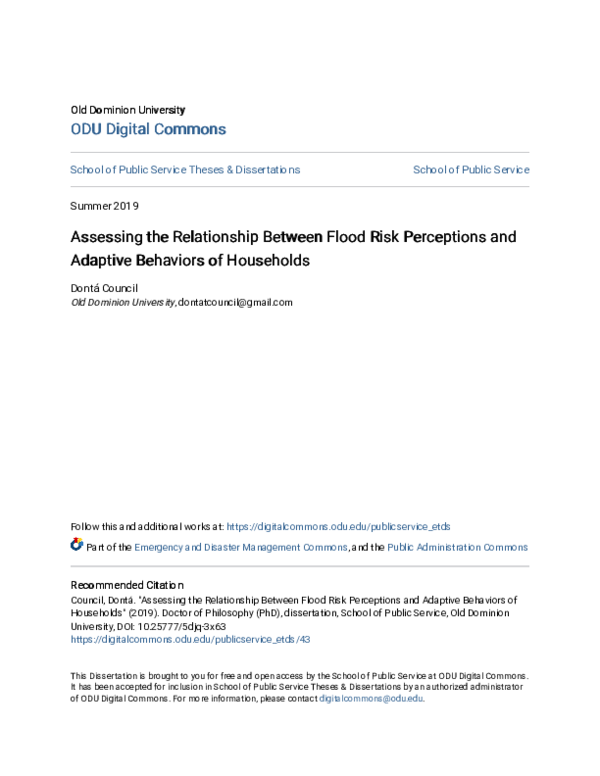 (PDF) Assessing the Relationship Between Flood Risk Perceptions and Adaptive Behaviors of Households