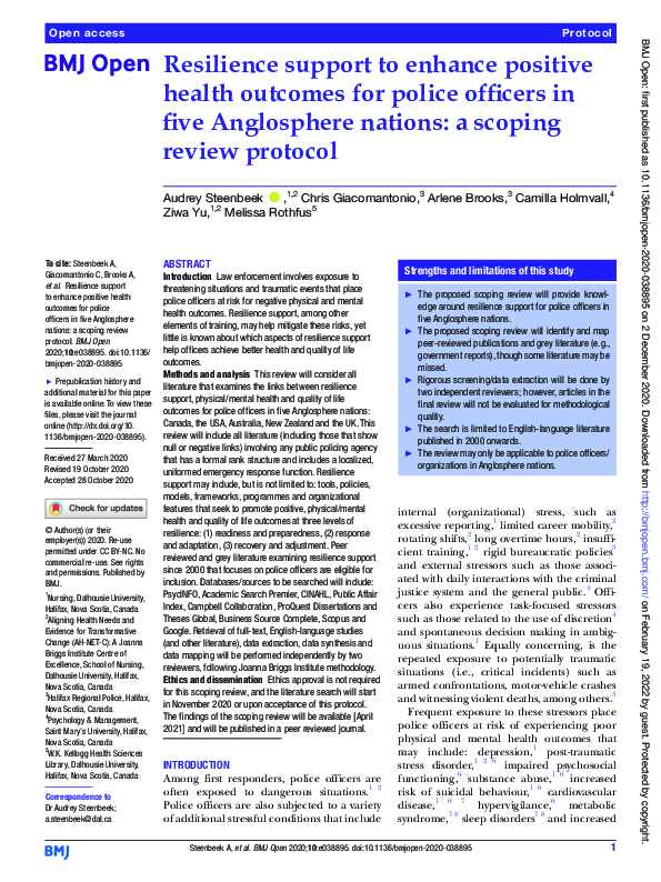 (PDF) Resilience support to enhance positive health outcomes for police ...