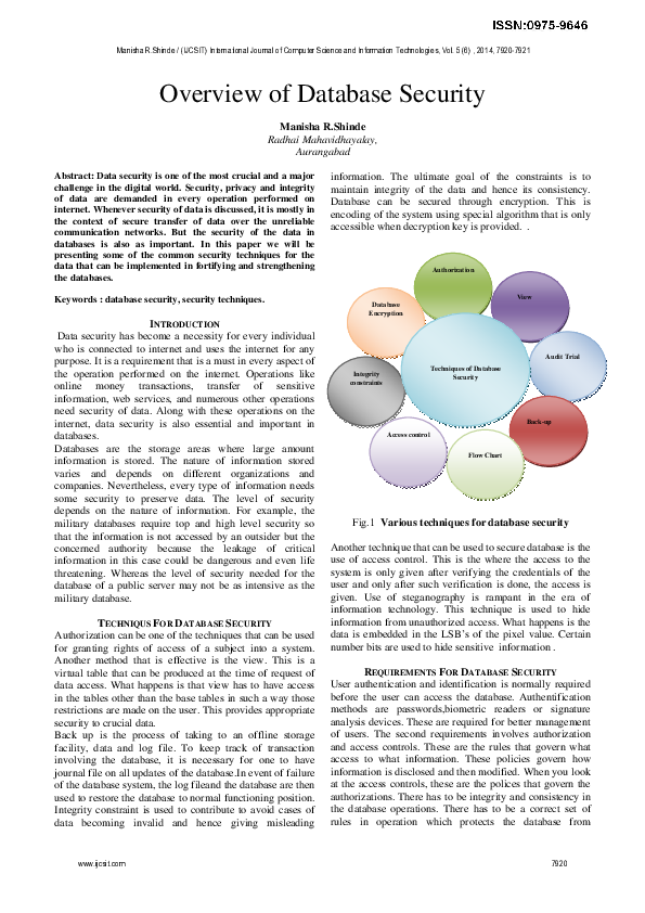 (PDF) An Overview of Database Security