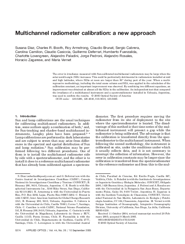 (PDF) Multichannel radiometer calibration: a new approach | Susana Diaz ...