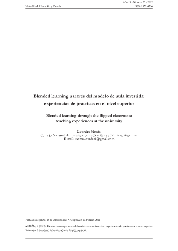 (PDF) Blended learning a través del modelo de aula invertida: experiencias de prácticas en el ...