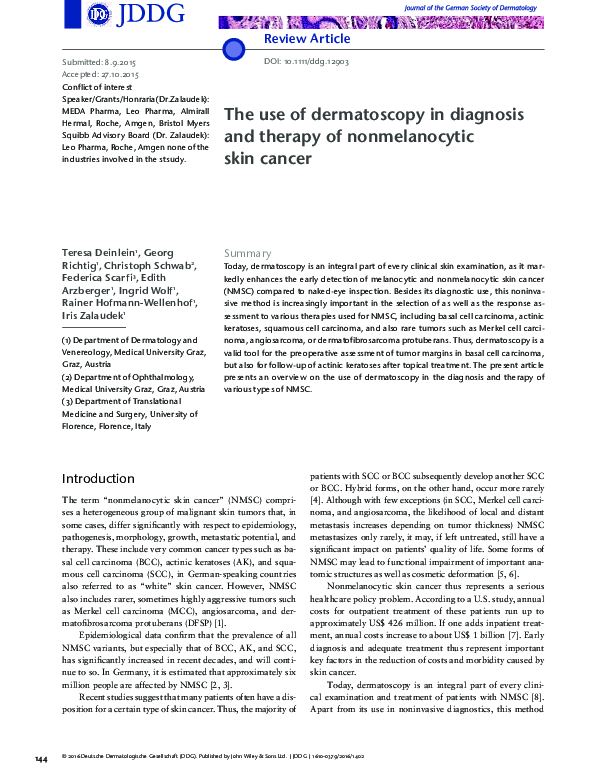 (PDF) The use of dermatoscopy in diagnosis and therapy of ...