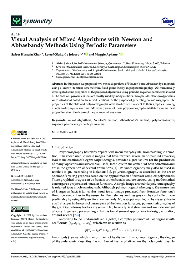 Pdf Visual Analysis Of Mixed Algorithms With Newton And Abbasbandy Methods Using Periodic