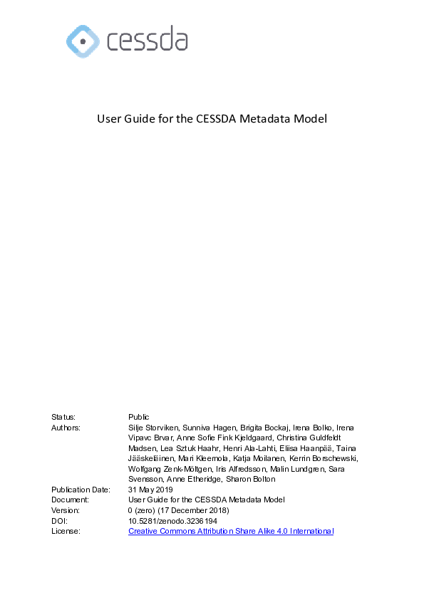 (PDF) CESSDA Metadata Model User Guide