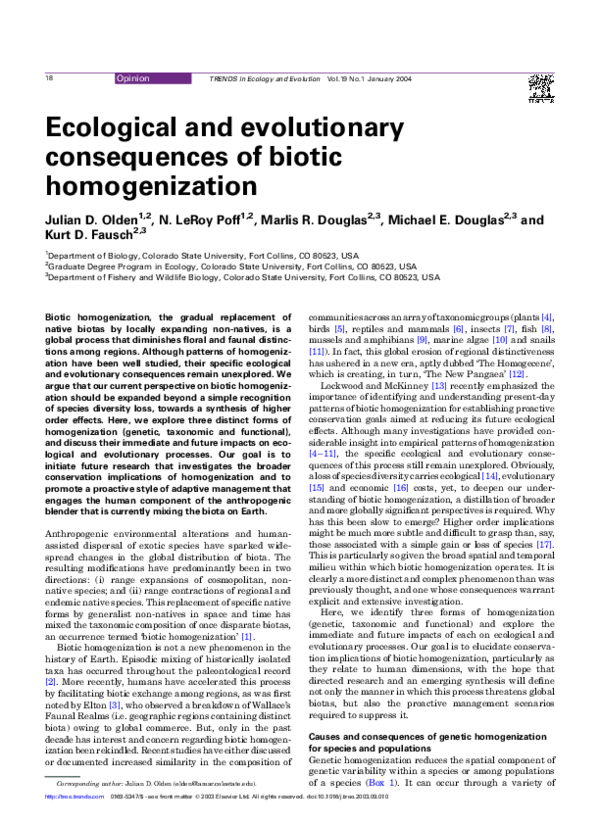 (PDF) Ecological and Evolutionary Consequences of Biological Invasion ...