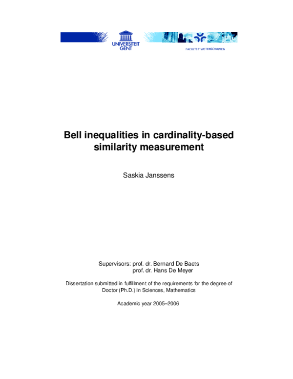 (PDF) Bell inequalities in cardinality-based similarity measurement