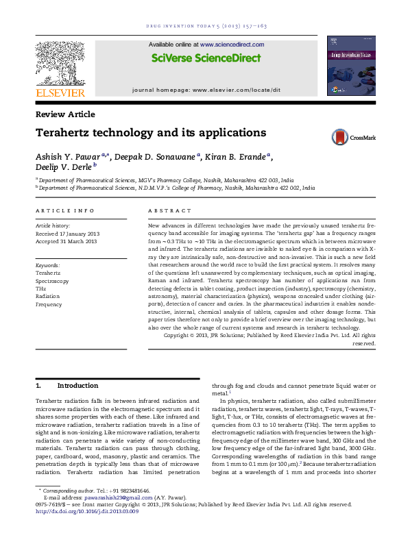 (PDF) Terahertz technology and its applications