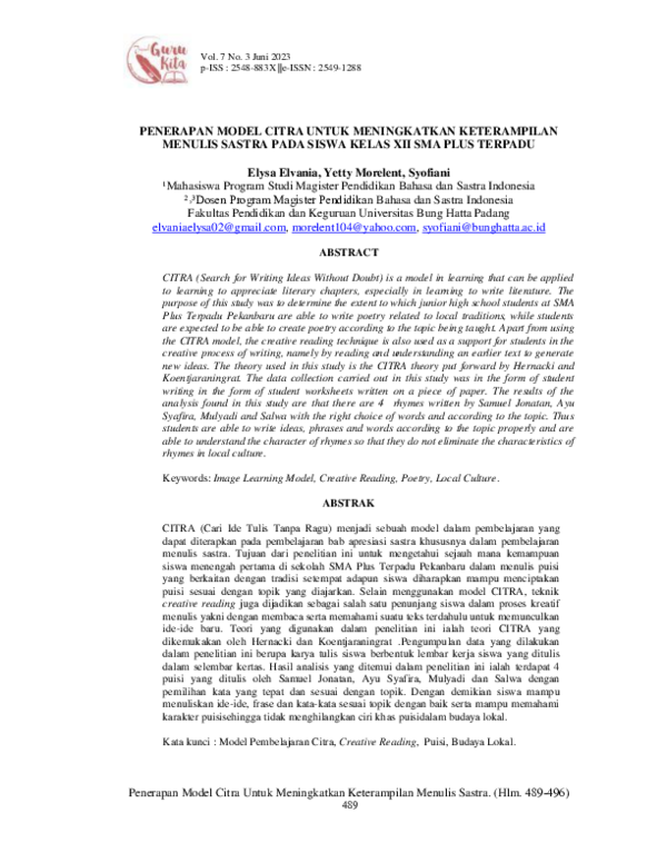 (PDF) Penerapan Model Citra Untuk Meningkatkan Keterampilan Menulis ...