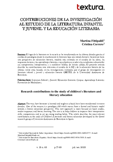 (PDF) Contribuciones De La Investigación Al Estudio De La Literatura ...