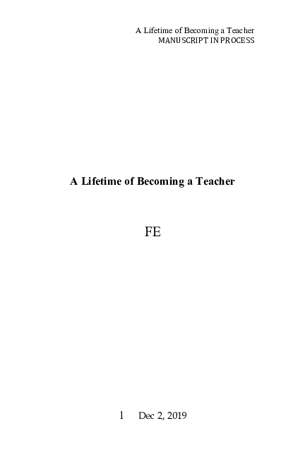 (DOC) A Lifelong Journey. Becoming a Teacher