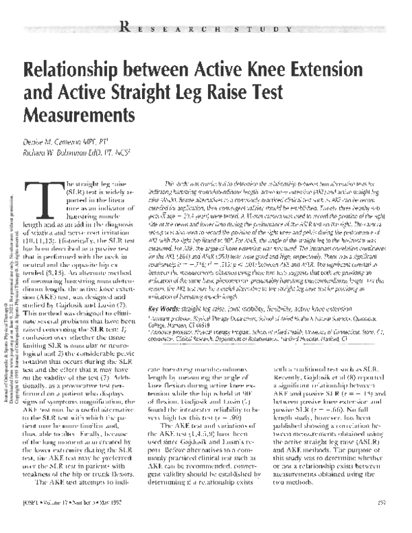 (PDF) Relationship Between Active Knee Extension and Active Straight ...