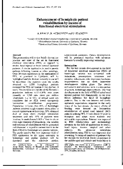 (PDF) Functional electrical stimulation | Richard Bohannon - Academia.edu