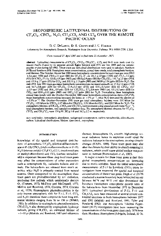 (PDF) Tropospheric latitudinal distributions of CF2Cl2, CFCl3, N2O ...