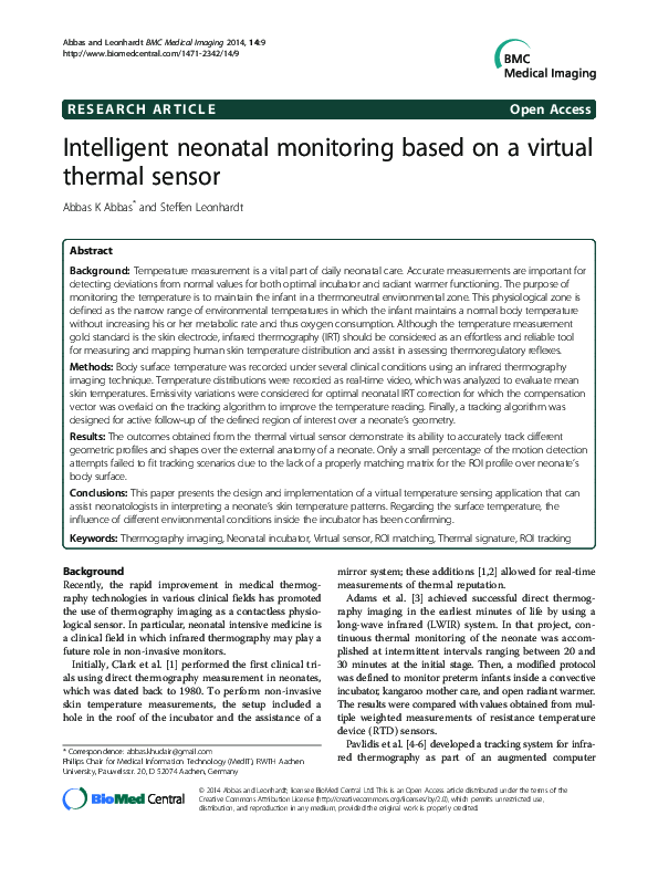 (PDF) Intelligent neonatal monitoring based on a virtual thermal sensor