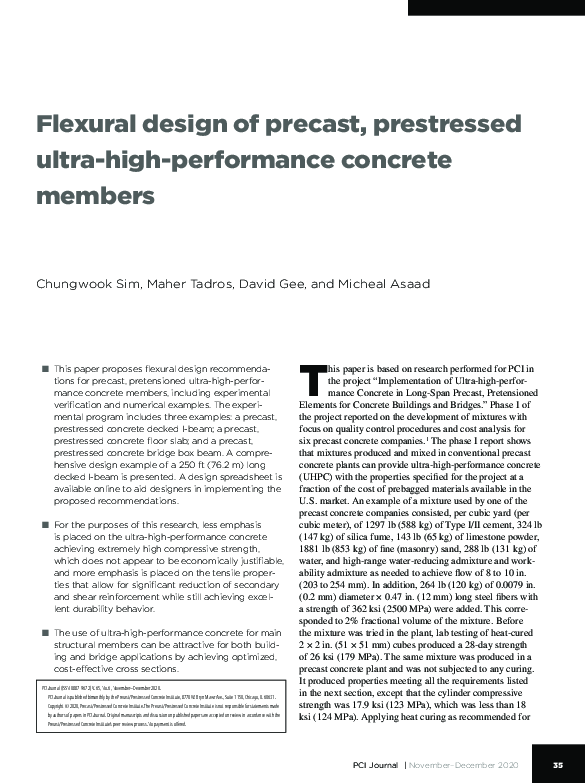 (PDF) Flexural design of precast, prestressed ultra-high-performance concrete members