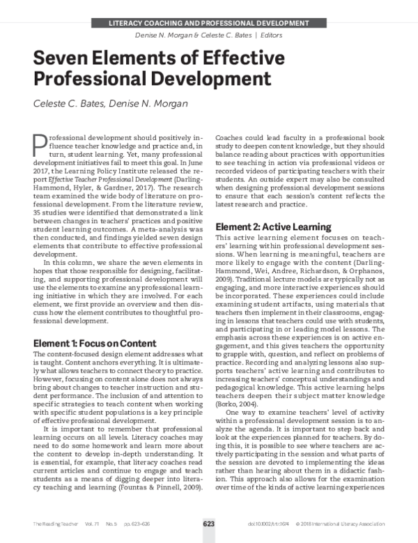 (PDF) Seven Elements of Effective Professional Development