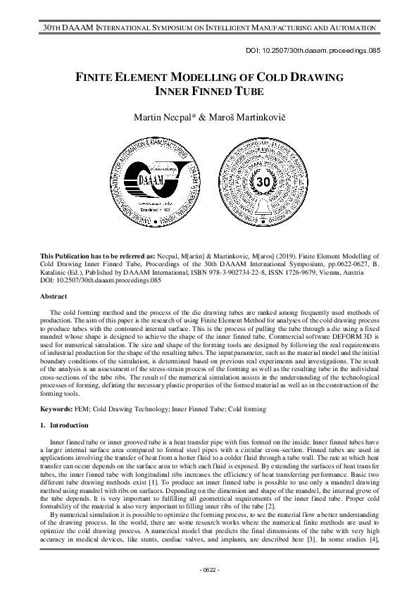 (PDF) Finite Element Modelling of Cold Drawing Inner Finned Tube ...