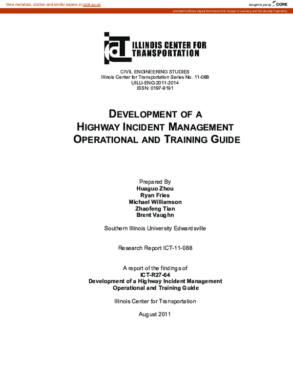 (PDF) Development of a Highway Incident Management Operational and ...