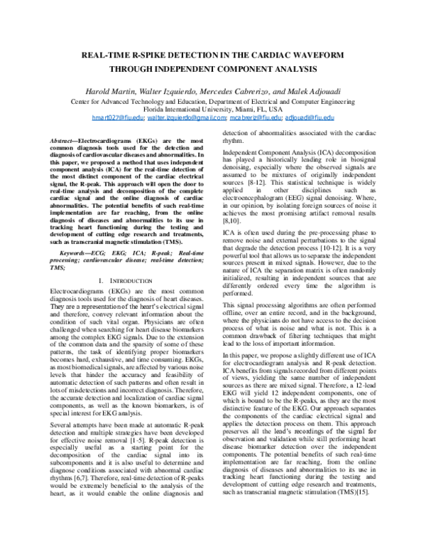 (PDF) Real-time R-Peak Detection in Cardiac Waveform Using ICA