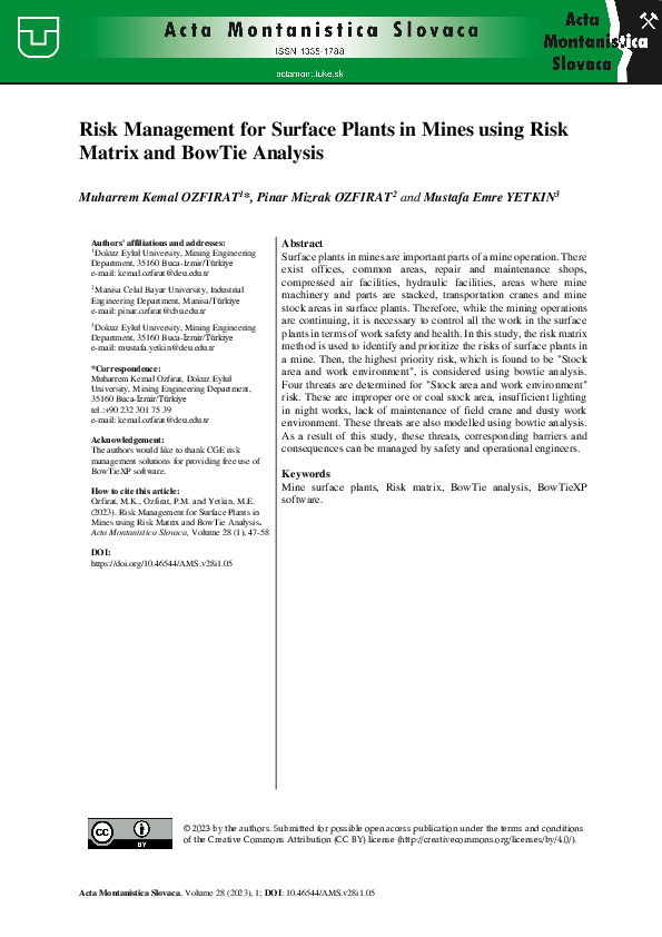 (PDF) Risk Management for Surface Plants in Mines using Risk Matrix and ...