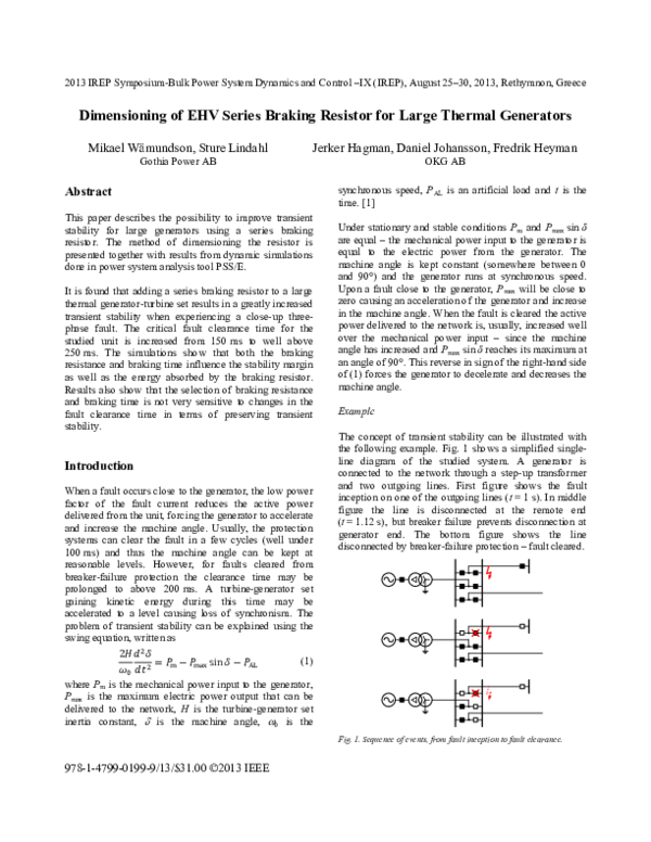 (PDF) Dimensioning of EHV series braking resistor for large thermal ...