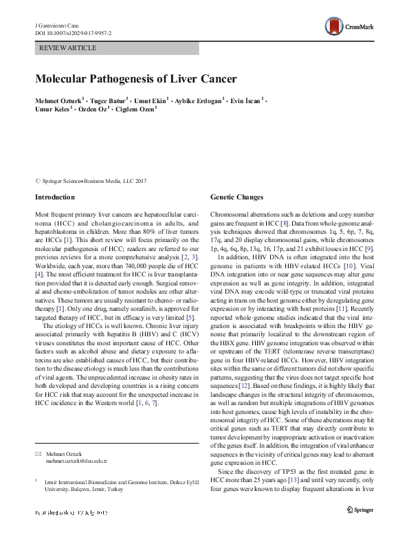 (PDF) Molecular Pathogenesis of Liver Cancer