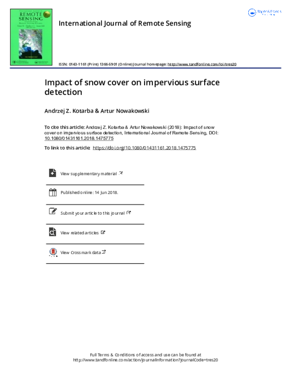 (PDF) Impact of snow cover on impervious surface detection | Artur ...