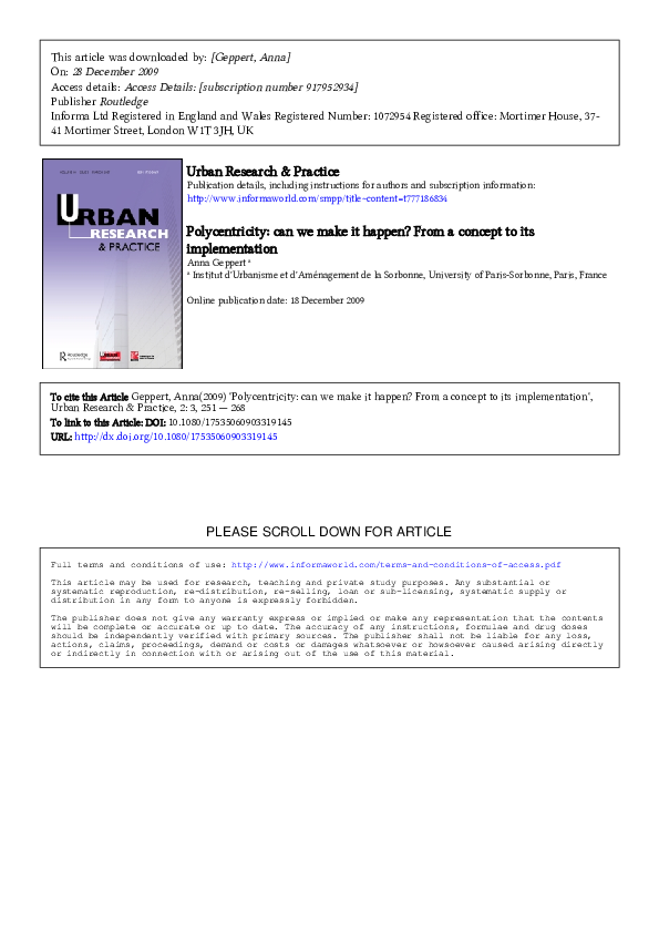 (PDF) Polycentricity: can we make it happen? From a concept to its implementation